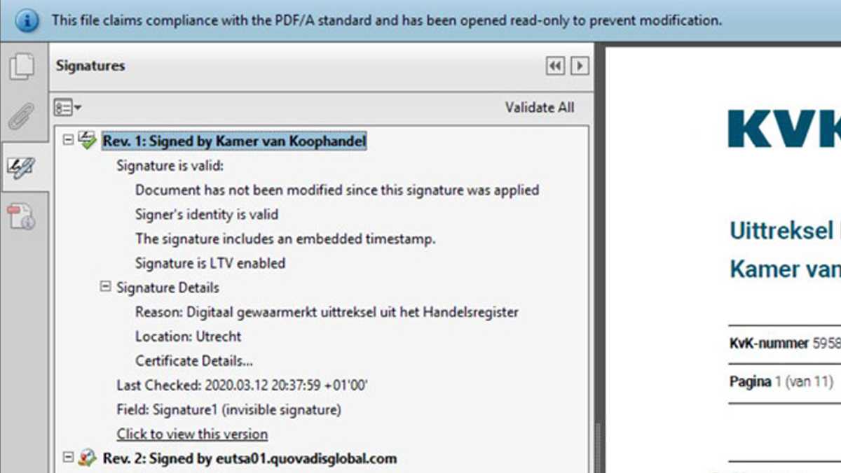 Digitally certified documents | KVK